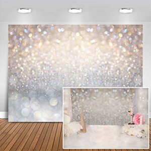 mocsicka silver white bokeh photography backdrop golden spots sparkle (no glitter) background weeding baby shower birthdat newborn baby portrait photo studio props (7x5ft (82×60 inch))