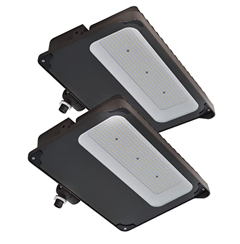 Fiqevs 240W LED Flood Light Knuckle Mount, Outdoor LED Floodlights Ac100-277V, 33,600LM(1000W HPS/MH Eqv.) IP65 Waterproof Flood Lights for Yard/Garden/Signs/Advertising Boards - 2 Pack