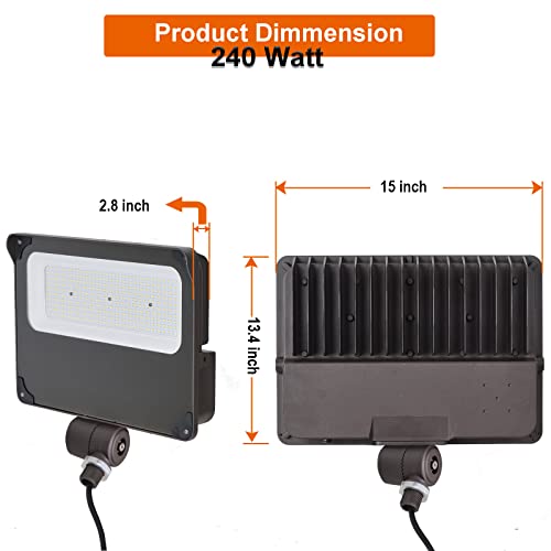 Fiqevs 240W LED Flood Light Knuckle Mount, Outdoor LED Floodlights Ac100-277V, 33,600LM(1000W HPS/MH Eqv.) IP65 Waterproof Flood Lights for Yard/Garden/Signs/Advertising Boards - 2 Pack