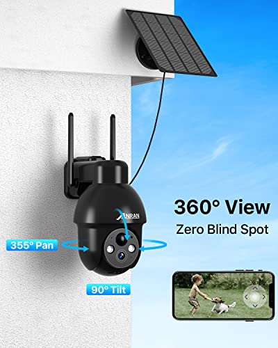 ANRAN 2K Security Camera Outdoor - Solar Camera Wireless with 360° View, Smart Siren, Spotlights, 3MP Color Night Vision, AI Human Detection, 2-Way Talk, Compatible with Alexa, Q3 Black