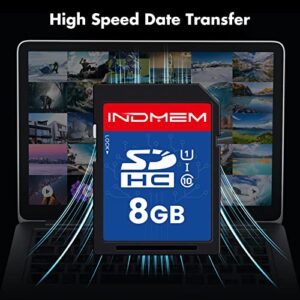 INDMEM SD Card 8GB 2 Pack UHS-I U1 Class 10 8G SDHC Flash Memory Card Compatible with Digital Camera, Computer, Trail Cameras