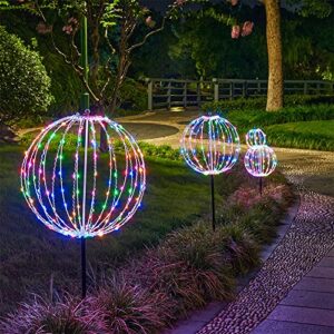 Lightshare 12IN 96LED Light Ball Yard Decoration Pathway Lights Sphere Light with Remote Control Fold Flat Metal Frame Indoor Outdoor Waterproof Garden Lights TJQ30W-RGB