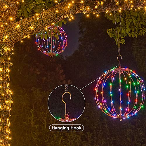 Lightshare 12IN 96LED Light Ball Yard Decoration Pathway Lights Sphere Light with Remote Control Fold Flat Metal Frame Indoor Outdoor Waterproof Garden Lights TJQ30W-RGB