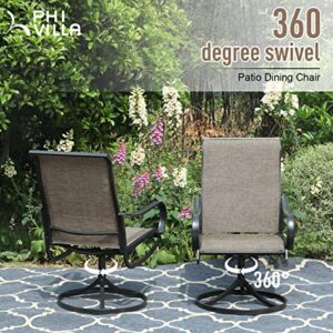 PHI VILLA 7 Piece Patio Dining Set, 6 Swivel Patio Chair with Metal Frame and Textilene Fabric, 1 60" x 38" Large Rectangular Dining Table(1.57" Umbrella Hole), All Weather Clearance for Lawn Garden