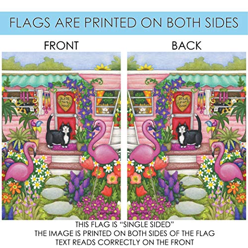 Toland Home Garden 119762 Kittens And Flamingoes Cat Flag 12x18 Inch Double Sided Cat Garden Flag for Outdoor House Bird Flag Yard Decoration