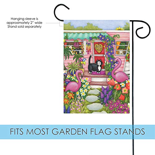 Toland Home Garden 119762 Kittens And Flamingoes Cat Flag 12x18 Inch Double Sided Cat Garden Flag for Outdoor House Bird Flag Yard Decoration