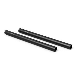 SmallRig 8 Inches (20 cm) Black Aluminum Alloy 15mm Rod with M12 Female Thread, Pack of 2 - 1051