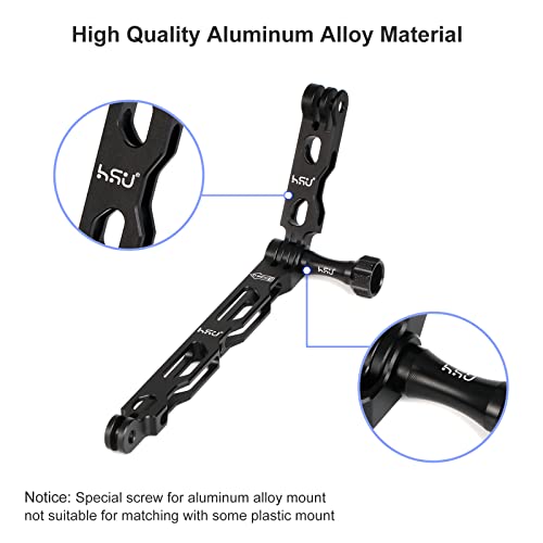 HSU (7 Pcs) All Aluminum Alloy Extension Arm Kit Metal Pole Mount Helmet Stick Extension Arm Mount for GoPro Hero 10/9/8/7/6/5 Black,Session 5/4, DJI Osmo Action and More (11.8”/6.5”/3.3”) (Black)