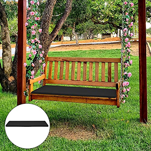 Nobranded Water-Resistant 47 x 16.5 x 2 Inch Outdoor Bench/Settee Cushion, Patio Furniture Swing Cushion - Black