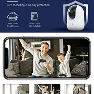 2K Pet Camera, Indoor Secuirty Camera with Phone APP, Home Security Camera for Dog/ Baby, 2.4G WiFi Wired Camera with Night Vision, 24/7 Recording, 2-Way Audio, Motion Tracking, SD&Cloud (2 Pack)