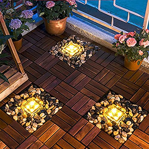 TDA Trading Solar Outdoor Ice Cube Lights for Garden Decoration, 2.8 ”x 2.8” Frosted Acrylic Brick Waterproof Solar Landscape Lights for Tabletop Garden Yard Patio Pathway Decor (Warm White) (1 Piece)