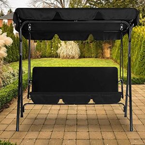 YODOLLA Porch Patio Swing,Outdoor Patio Swing with Canopy,3 Person Garden Canopy Swing with Powder-Coated Steel,Heay-Duty Free Standing Swing Chair