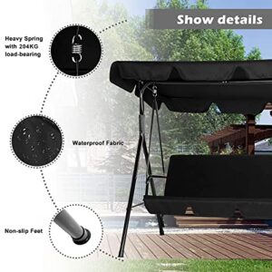 YODOLLA Porch Patio Swing,Outdoor Patio Swing with Canopy,3 Person Garden Canopy Swing with Powder-Coated Steel,Heay-Duty Free Standing Swing Chair