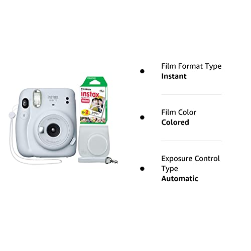 Fujifilm Instax Mini 11 Instant Camera Ice White + Minimate Custom Case + Fuji Instax Film 20 Sheets Twin Pack