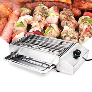 110V Electric Grills Indoor, 1800W Portable Stainless Steel Smokeless BBQ Grill Countertop Barbecue Oven Removeable Stainless Steel Grate and Oil Drip Tray,for Indoor Outdoor Kitchen Garden