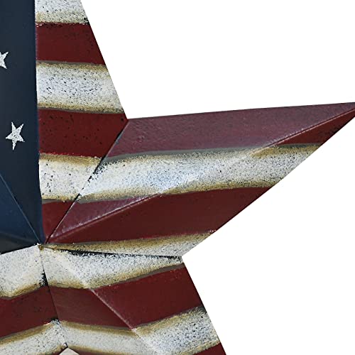 Veclotch 4th of July Metal Barn Star Yard Sign Outdoor Lawn Decor, Patriotic US Flag Star Barn Hanging Ornament Garden Signs Decorative Outdoor Stake July 4th Memorial Day Party Supplies (S, A)