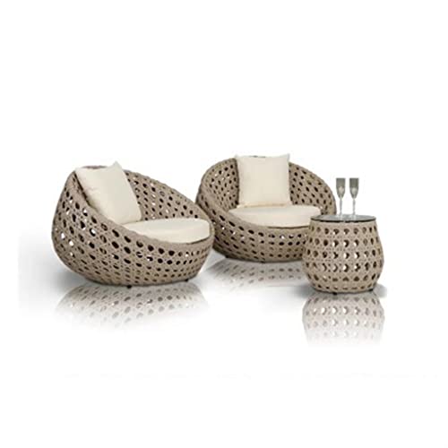 FZZDP Outdoor Rattan Sofa Bed and Breakfast Garden Rattan Chairs Coffee Table Balcony Leisure Outdoor Three-Piece Set