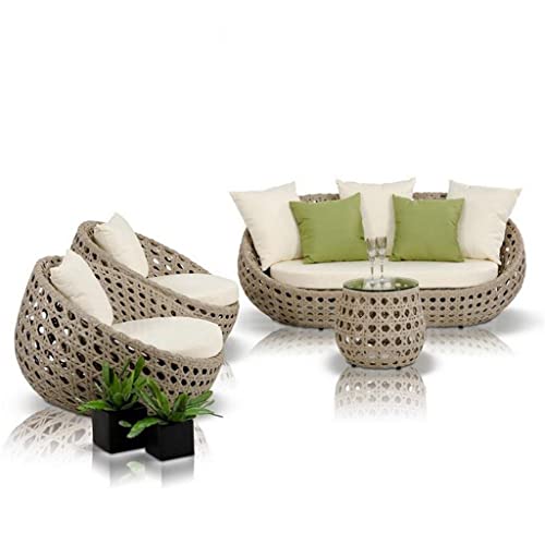 FZZDP Outdoor Rattan Sofa Bed and Breakfast Garden Rattan Chairs Coffee Table Balcony Leisure Outdoor Three-Piece Set