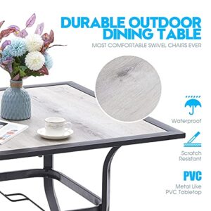 VICLLAX Outdoor Patio Metal Dining Table with Umbrella Hole- Outdoor Patio Garden Furniture (4 Seats, Grey)