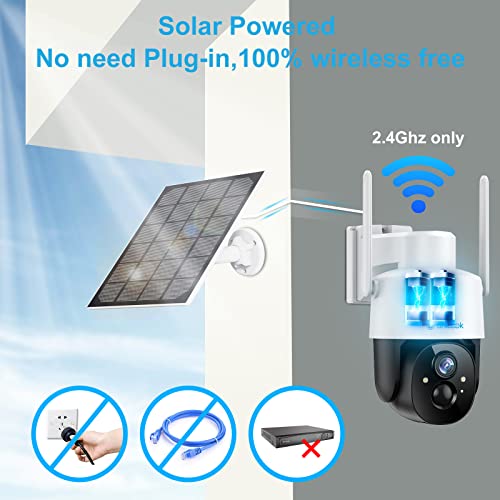 Unilook 2K Solar Security Cameras Wireless Outdoor,3MP WiFi Solar Wireless Security Camera,360° PTZ Solar Powered Wireless Camera, Compatible with Alexa,with Solar Panel & 2-Way Talk, Cloud/SD Storage