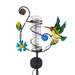 stargarden hummingbird rain gauge outdoor solar led lights rain gauge decorative waterproof for yard garden patio lawn