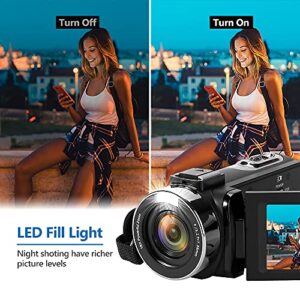 SEREE TECH 2.7K Video Camera Camcorder 30FPS 42MP 18X Digital Camera for YouTube 3.0inch Flip Screen Camcorder Vlogging Camera with Remote Control and 2 Batteries