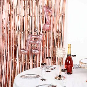 Dazzle Bright Backdrop Curtain, 3FT x 8FT Metallic Tinsel Foil Fringe Curtains Photo Booth Background for Baby Shower Party Birthday Wedding Engagement Bridal Shower (2, Rose Gold)