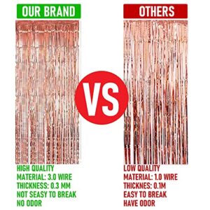 Dazzle Bright Backdrop Curtain, 3FT x 8FT Metallic Tinsel Foil Fringe Curtains Photo Booth Background for Baby Shower Party Birthday Wedding Engagement Bridal Shower (2, Rose Gold)