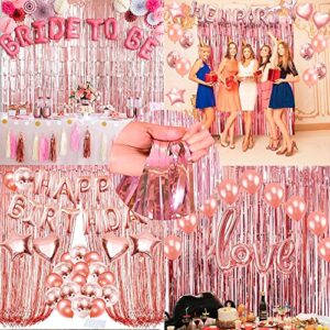 Dazzle Bright Backdrop Curtain, 3FT x 8FT Metallic Tinsel Foil Fringe Curtains Photo Booth Background for Baby Shower Party Birthday Wedding Engagement Bridal Shower (2, Rose Gold)