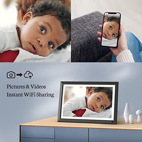 BSIMB 32GB WiFi Digital Picture Frame 10.1 Inch IPS Touch Screen HD Display, Smart Electronic Photo Frame, Easy Setup to Upload Photos & Videos from Anywhere via App/Email, Gift for Grandparents…