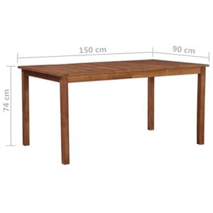 vidaXL Solid Wooden Patio Dining Table 59.1" Garden Kitchen Furniture