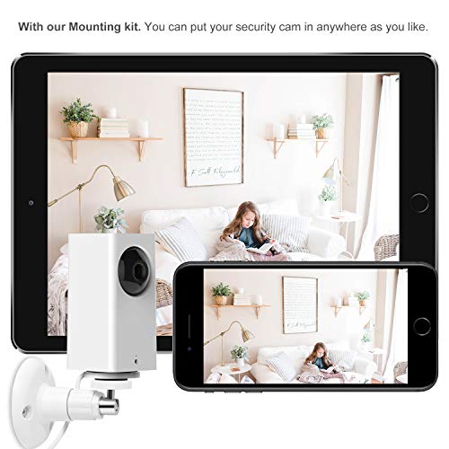 Wall Mount for Wyze Cam Pan Security Camera with 26FT Charging Cable, for Wyze Cam Pan v2 Mounting Kit Including Charging and Data Sync Cord, 360 Degree Adjustable Ceiling Mount, and 30 Wire Clips