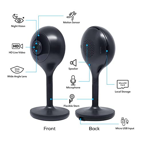 Geeni Look Indoor Smart Security Camera, 1080p HD Surveillance with 2-Way Talk and Motion Sensor, Works with Alexa and Google Home, No Hub Required, Black (2 Pack)