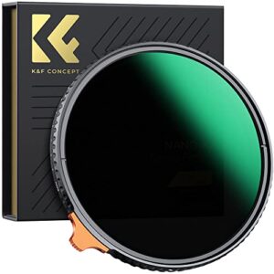 k&f concept 77mm putter variable nd filter nd2-nd400 (1-9 stops) 28 multi-layer coatings import agc glass adjustable neutral density filter for camera lens (nano-x series)