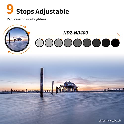 K&F Concept 77mm Putter Variable ND Filter ND2-ND400 (1-9 Stops) 28 Multi-Layer Coatings Import AGC Glass Adjustable Neutral Density Filter for Camera Lens (Nano-X Series)