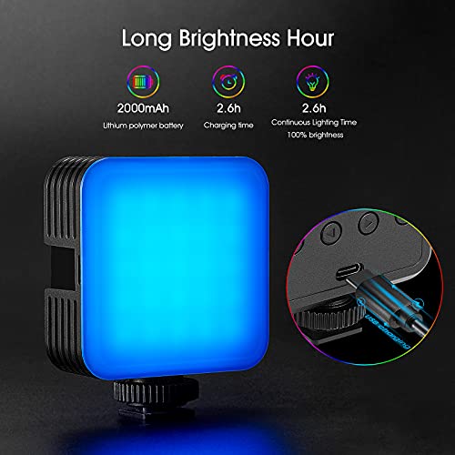 Neewer RGB Led Video Light, RGB61 360° Full Color Camera Light with 3 Cold Shoe and Diffuser, CRI 97+, 20 Scene Modes, 2500K~8500K, 2000mAh Rechargeable Battery for Gaming/YouTube/Vlog/Photography