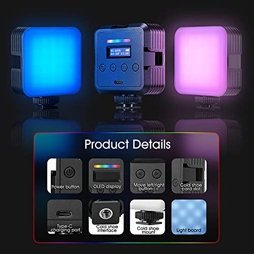 Neewer RGB Led Video Light, RGB61 360° Full Color Camera Light with 3 Cold Shoe and Diffuser, CRI 97+, 20 Scene Modes, 2500K~8500K, 2000mAh Rechargeable Battery for Gaming/YouTube/Vlog/Photography