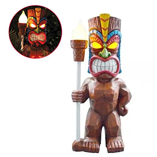 Moanyt Tiki Solar Light Statue Decor,Solar Powered LED Totem Figurine Crafts for Porch Lawn Outdoor Decor Garden Light Decoration-Anger