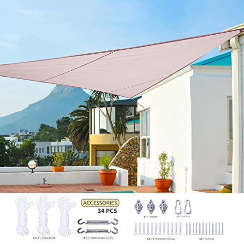 MordenApe Sun Shade Sail with Hardware Kit, UV Block Shade Sail Set, Outdoor Sun Shade Canopy for Patio Backyard Garden with Accessories(12' x 12' x 12', Beige | Triangle)