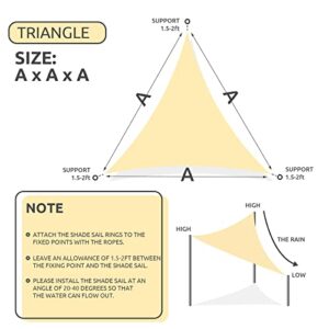 MordenApe Sun Shade Sail with Hardware Kit, UV Block Shade Sail Set, Outdoor Sun Shade Canopy for Patio Backyard Garden with Accessories(12' x 12' x 12', Beige | Triangle)