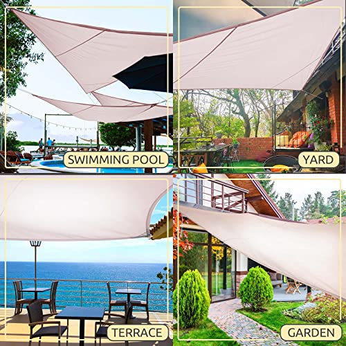 MordenApe Sun Shade Sail with Hardware Kit, UV Block Shade Sail Set, Outdoor Sun Shade Canopy for Patio Backyard Garden with Accessories(12' x 12' x 12', Beige | Triangle)