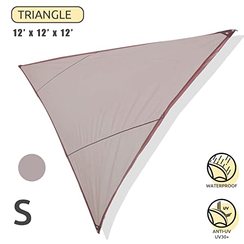 MordenApe Sun Shade Sail with Hardware Kit, UV Block Shade Sail Set, Outdoor Sun Shade Canopy for Patio Backyard Garden with Accessories(12' x 12' x 12', Beige | Triangle)