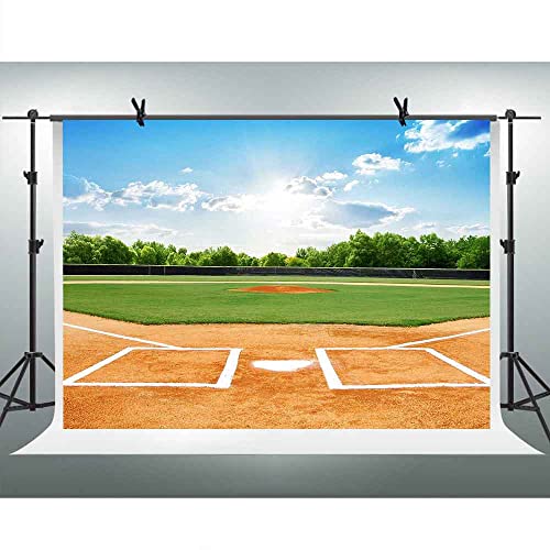 SOOUVEI Baseball Field Backdrop Polyester Stadium 7x5ft Outdoor Sport Green Grass Ballpark Photography Background Party Supplies Banner Home Decor Boy Student Birthday Portrait Photo Booth Studio Prop