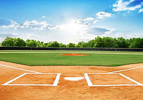 SOOUVEI Baseball Field Backdrop Polyester Stadium 7x5ft Outdoor Sport Green Grass Ballpark Photography Background Party Supplies Banner Home Decor Boy Student Birthday Portrait Photo Booth Studio Prop