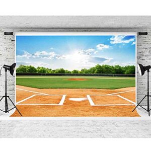 SOOUVEI Baseball Field Backdrop Polyester Stadium 7x5ft Outdoor Sport Green Grass Ballpark Photography Background Party Supplies Banner Home Decor Boy Student Birthday Portrait Photo Booth Studio Prop