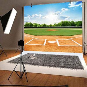 SOOUVEI Baseball Field Backdrop Polyester Stadium 7x5ft Outdoor Sport Green Grass Ballpark Photography Background Party Supplies Banner Home Decor Boy Student Birthday Portrait Photo Booth Studio Prop