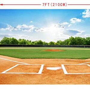 SOOUVEI Baseball Field Backdrop Polyester Stadium 7x5ft Outdoor Sport Green Grass Ballpark Photography Background Party Supplies Banner Home Decor Boy Student Birthday Portrait Photo Booth Studio Prop