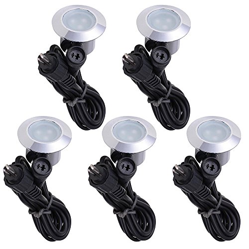 Yescom Set of 5 Warm White LED Deck Lights Outdoor Garden Malls Stair Landscape Lamps Low Voltage Waterproof