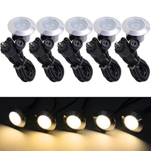 Yescom Set of 5 Warm White LED Deck Lights Outdoor Garden Malls Stair Landscape Lamps Low Voltage Waterproof