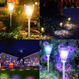 JACKYLED 8 Pack Solar Pathway Lights with Ripple Effect, 3 Modes, Solar Walkway Lights Outdoor Waterproof Garden Landscape Decorative Lighting Auto On/Off for Path Driveway Backyard Lawn